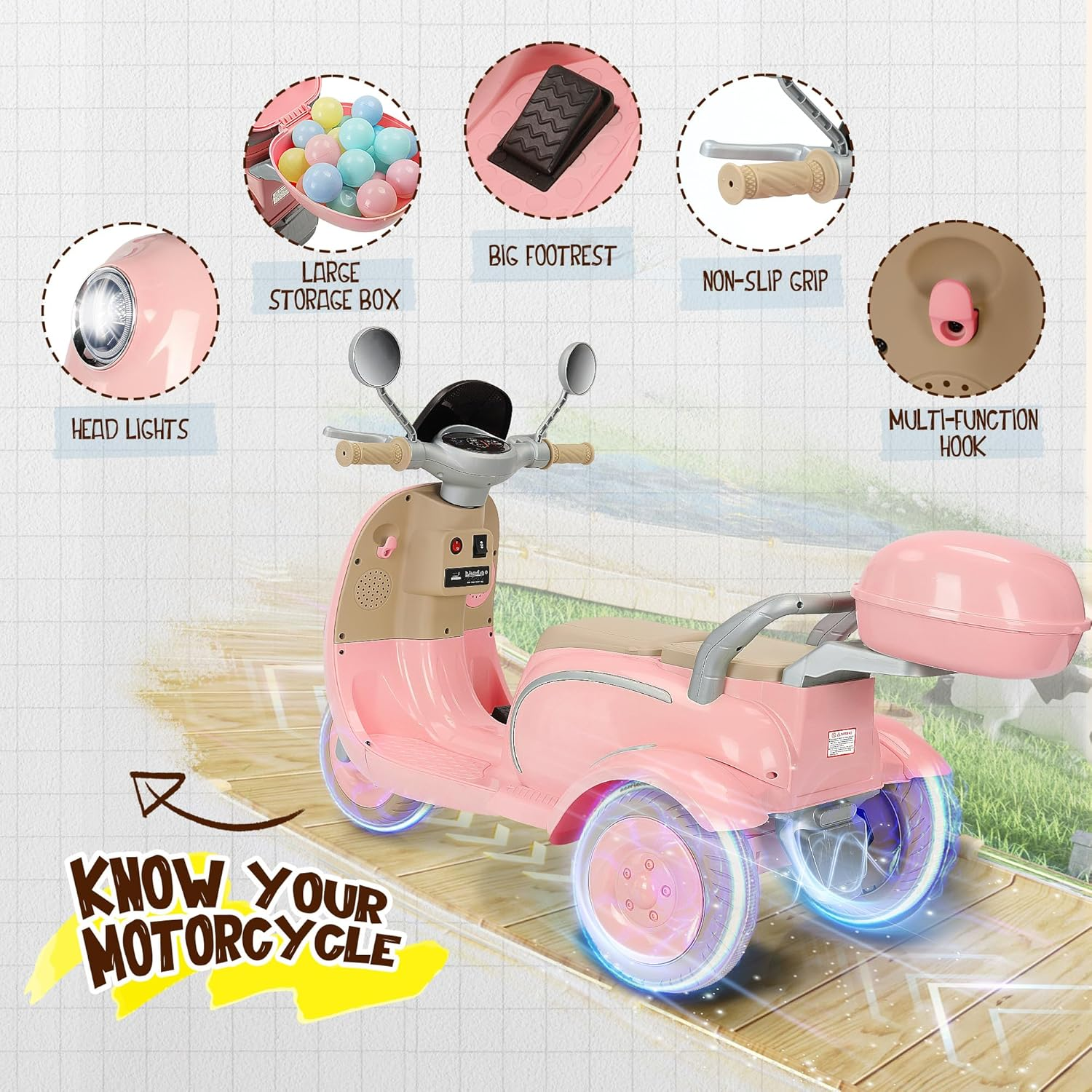 Two Seat Electric Motorcycle for Kids and Toddlers